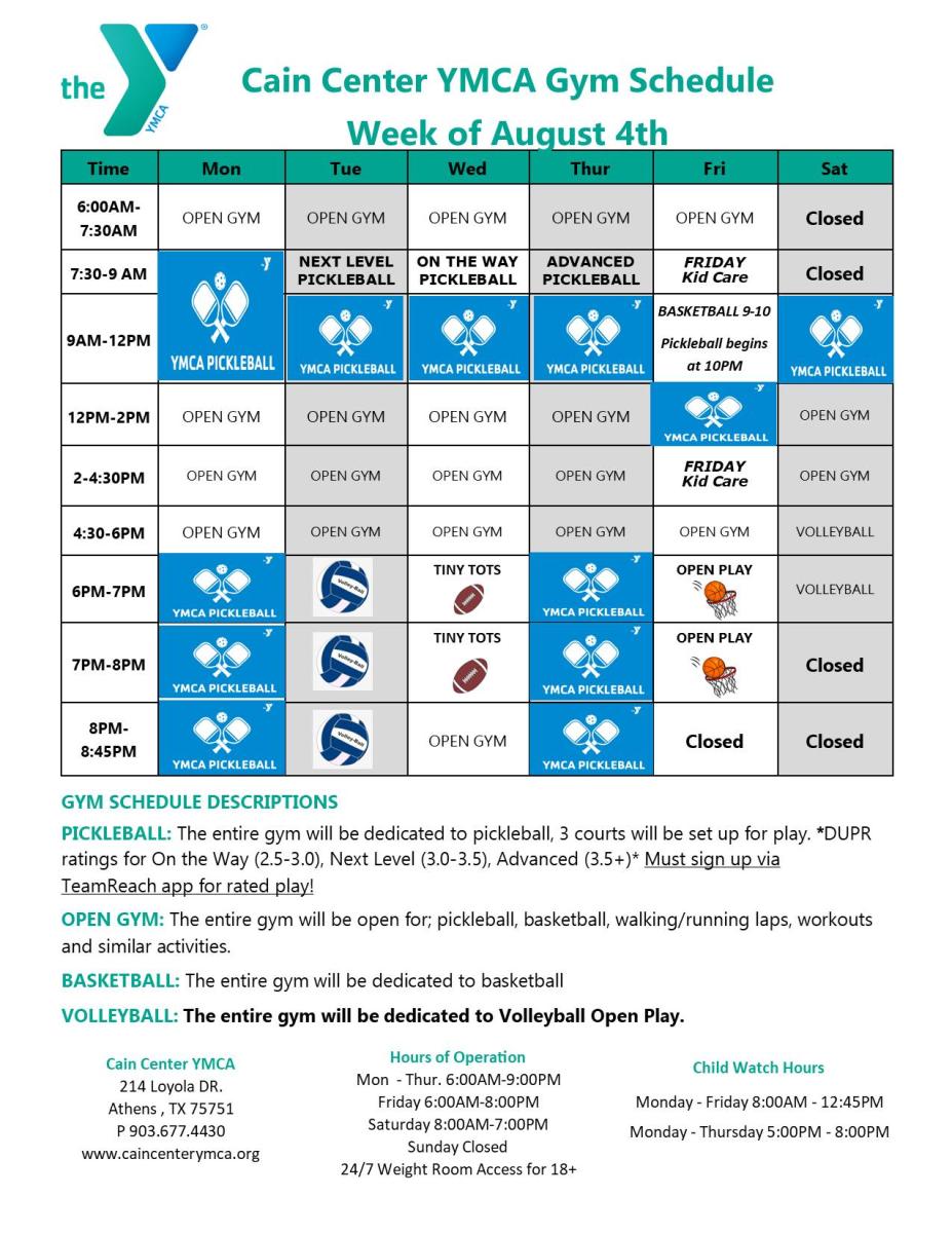 Youth Sports Schedule | YMCA of Corsicana
